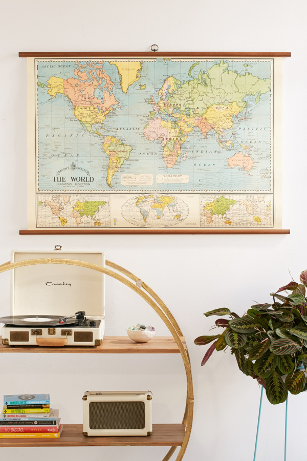 World Map School Chart Wall Hanging | Urban Outfitters