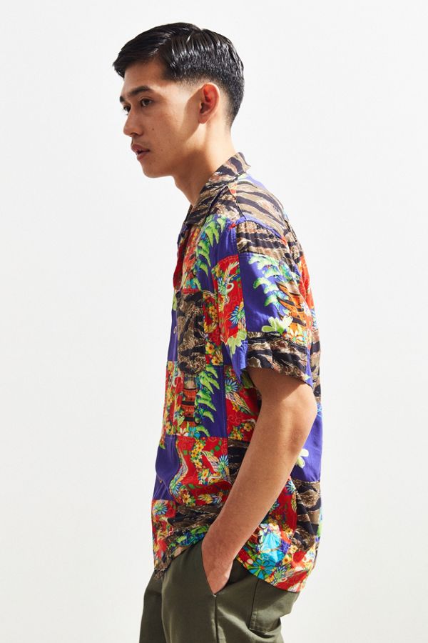 Polo Ralph Lauren Tiger Patchwork Rayon Short Sleeve Button-Down Shirt ...