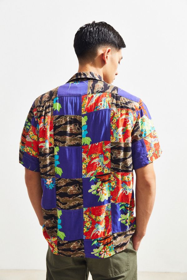 Polo Ralph Lauren Tiger Patchwork Rayon Short Sleeve Button-Down Shirt ...