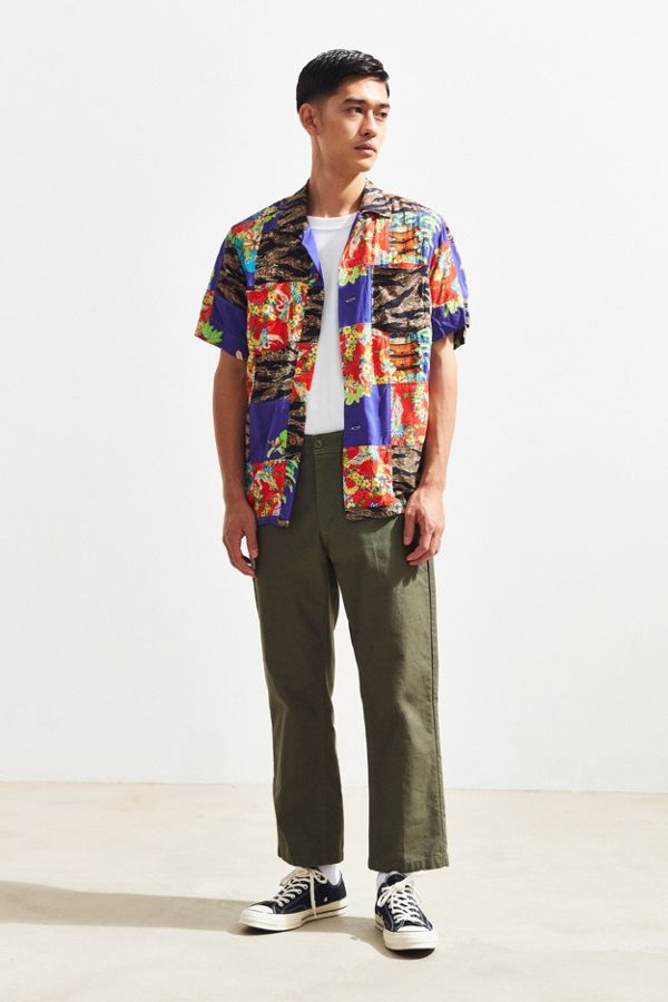 Polo Ralph Lauren Tiger Patchwork Rayon Short Sleeve Button-Down Shirt ...