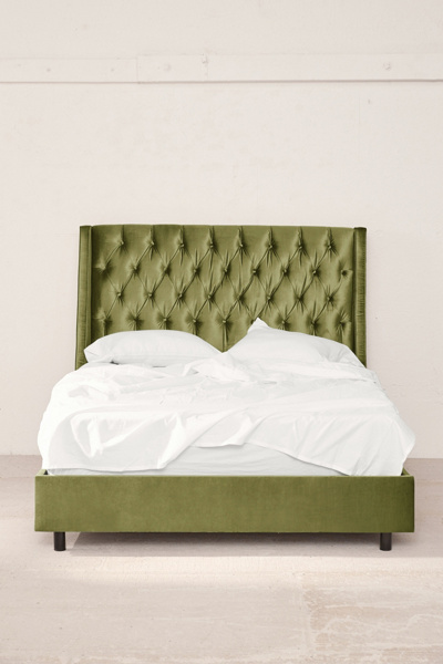 Urban Outfitters Charlotte Velvet Tufted Wingback Bed In Green | ModeSens
