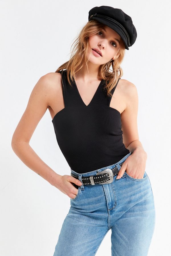 UO Y-Neck Ribbed Tank Top | Urban Outfitters Canada