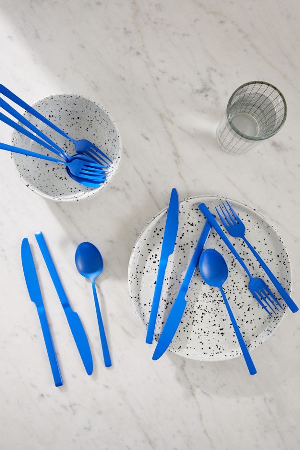 12-Piece Matte Blue Flatware Set | Urban Outfitters