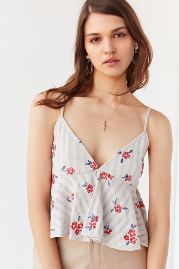 Uo Tangled In You Embroidered Peplum Tank Top Urban Outfitters