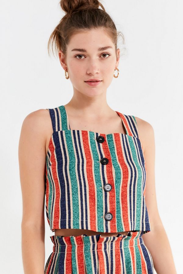 Moon River Striped Cross-Back Top | Urban Outfitters