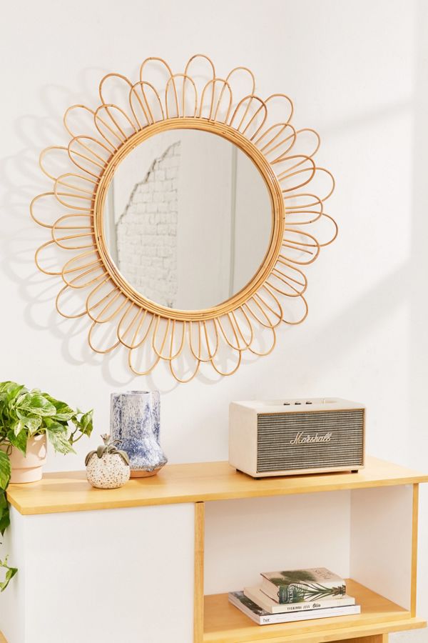 Raquel Rattan Sunflower Mirror | Urban Outfitters