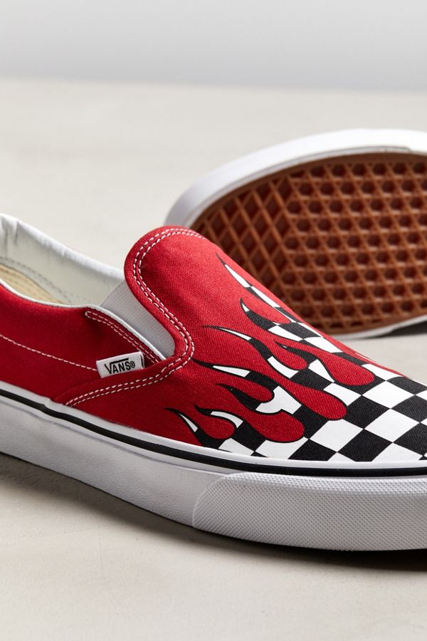 Vans Slip-On Checkerboard Flame Sneaker | Urban Outfitters