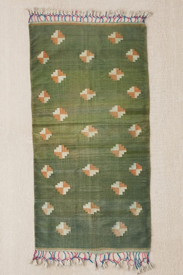 One-Of-A-Kind Green Woven Rug | Urban Outfitters