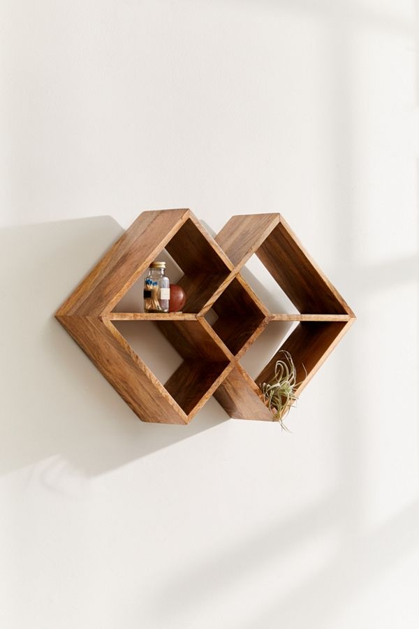 Double Square Wood Wall Shelf | Urban Outfitters