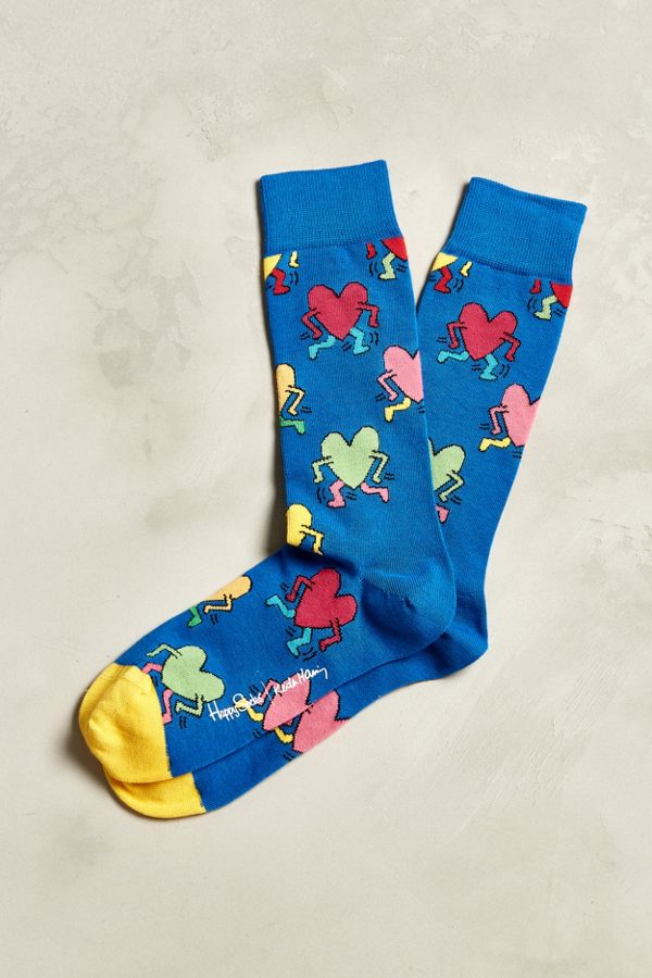 Happy Socks X Keith Haring Running Heart Sock | Urban Outfitters
