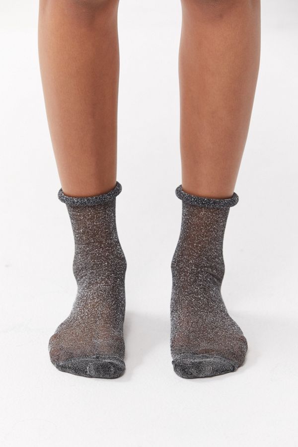 Out From Under Sparkly Metallic Roll Top Sock | Urban Outfitters
