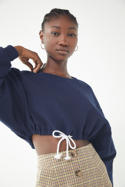 Urban Renewal Recycled Drawstring Hem Cropped Sweatshirt | Urban Outfitters