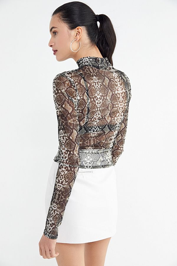 UO Marla Mesh Mock-Neck Top | Urban Outfitters Canada