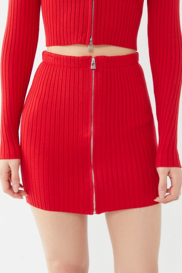 UO Knit Zip-Front Mini Skirt | Urban Outfitters