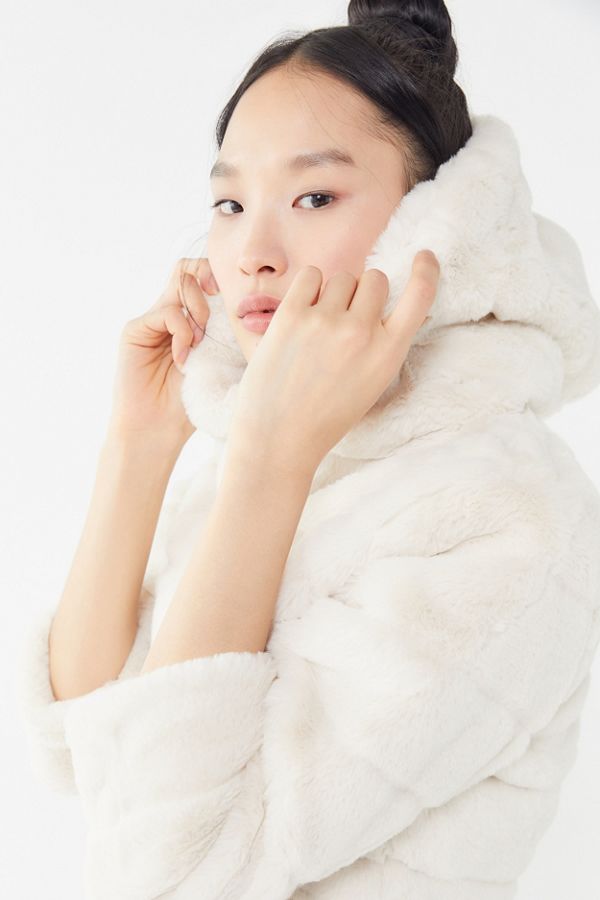 Apparis Alexandra Faux Fur Hooded Cropped Coat | Urban Outfitters